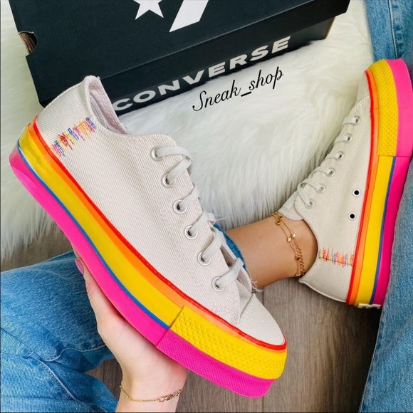 Converse | Shoes | Nwtconverse Chuck Taylor All Star Rainbow Platform ...